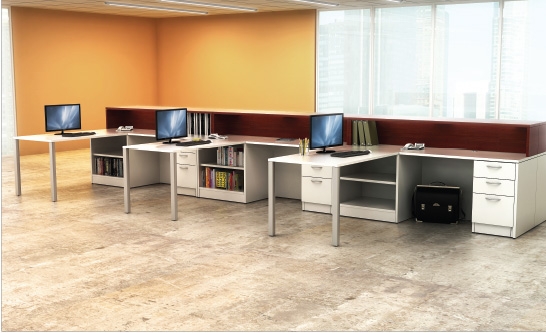 6 office Stations & Hutch Riser| Discount Office Equipment
